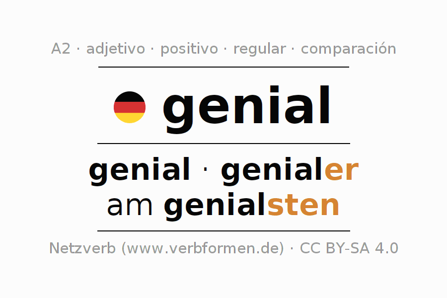 genial declinación | Todas las formas, exaltación, tablas, audio de voz ...