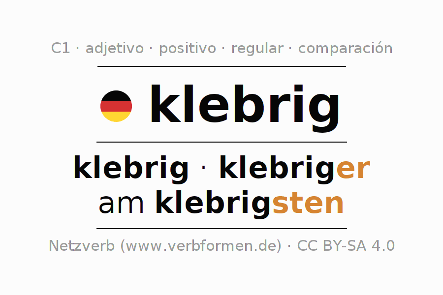 klebrig declinación | Todas las formas, exaltación, tablas, audio de ...